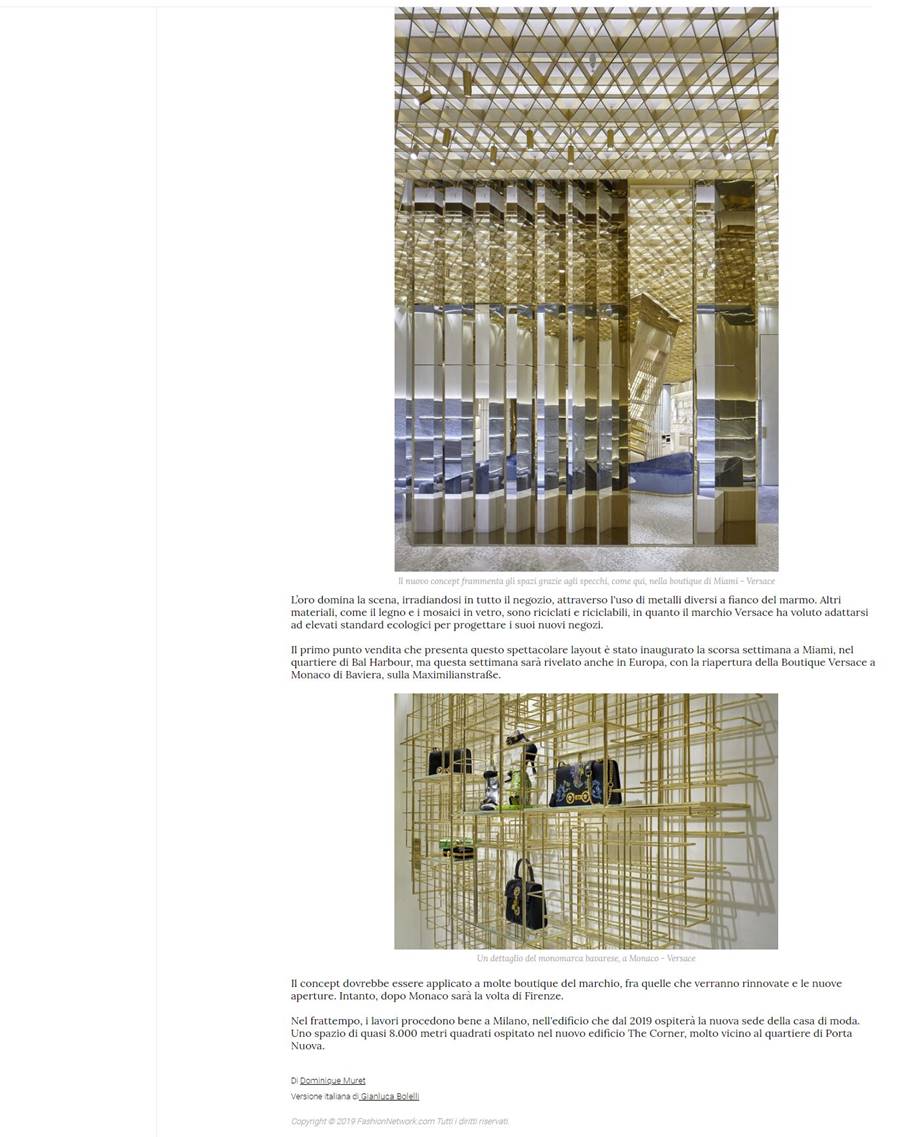 Versace changes the image and layout of its stores - L'Elite Group